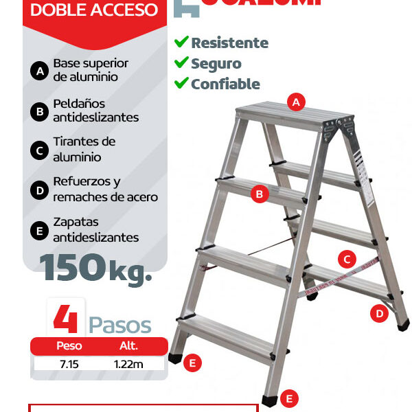 Escalera Simple Acceso Aluminio 8 Pasos – INVERSIONES ESCALUMI S.A.C.