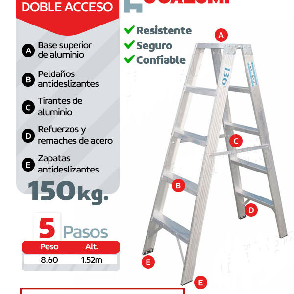 Escalera Simple Acceso Aluminio 7 Pasos – INVERSIONES ESCALUMI S.A.C.